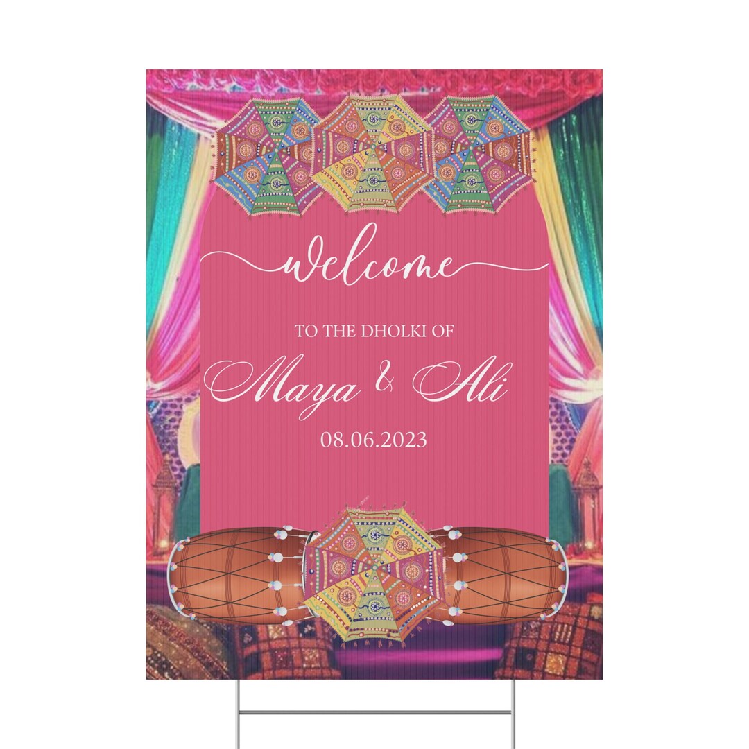 Dholki Welcome Sign Digital Wedding Sign Personalized - Etsy