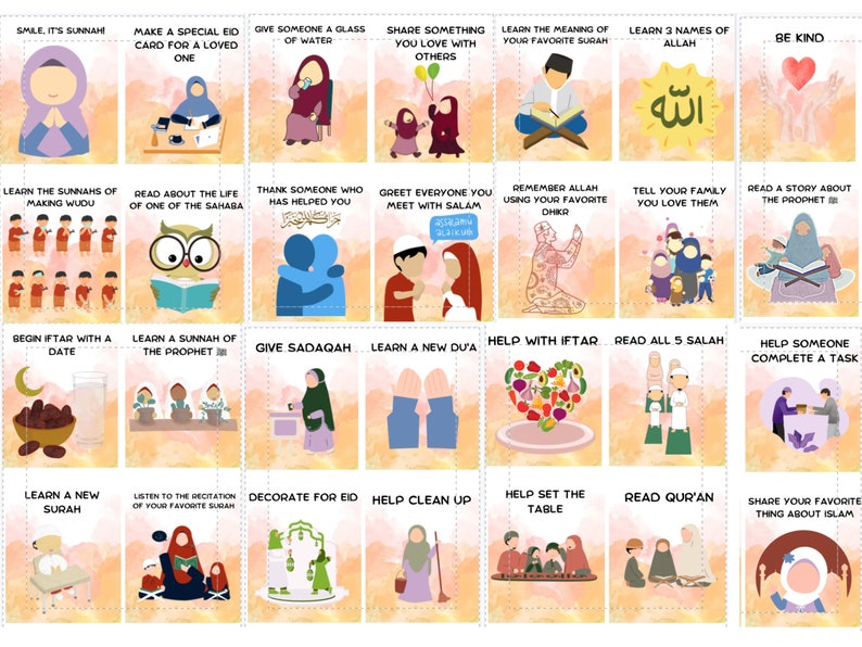 Ramadan Printable for Kids | 30 Day Challenge | Ramadan Deeds Card for ...