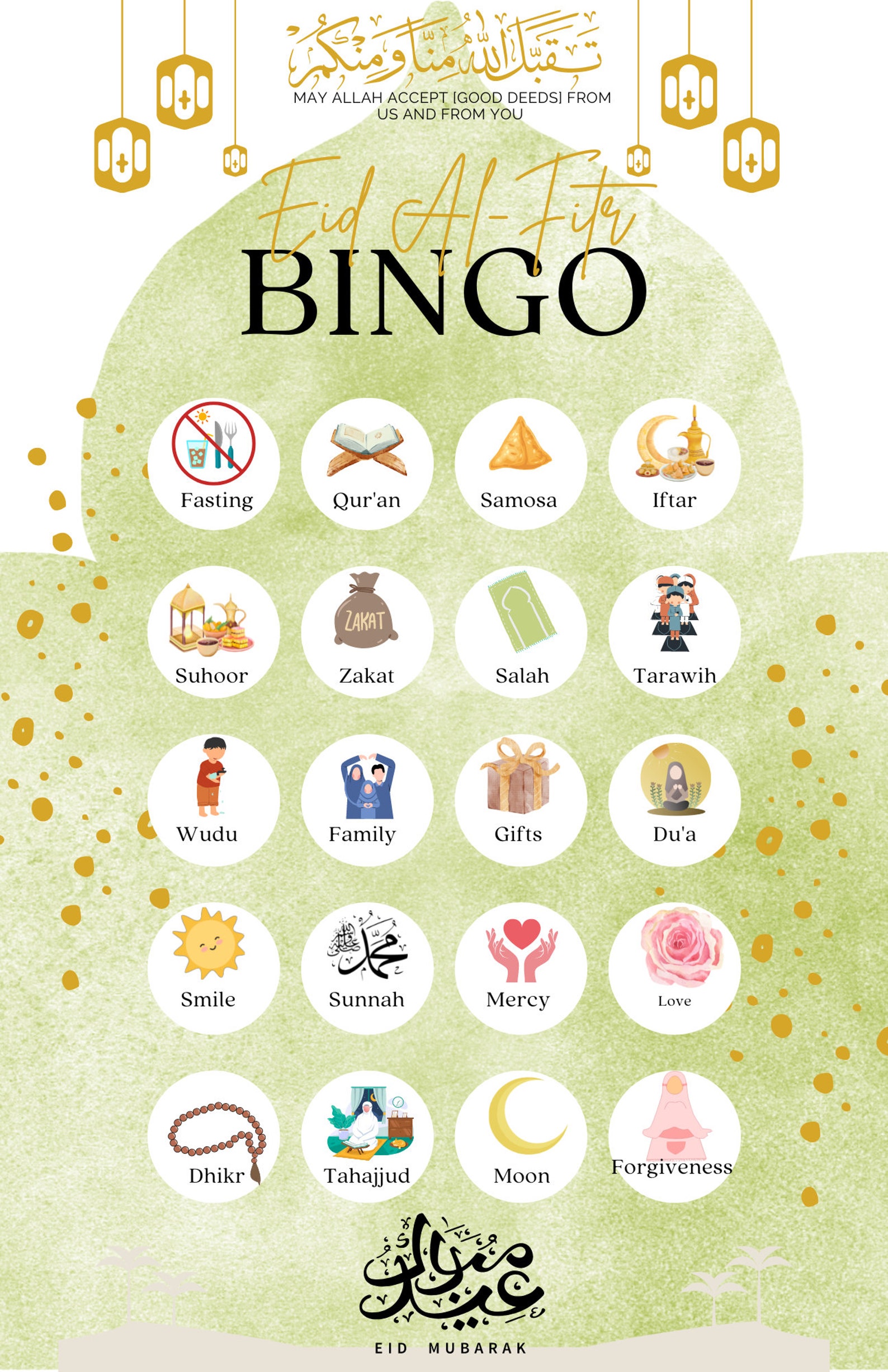 Eid Bingo Printable for Kids Eid Game for Children Toddler Digital ...