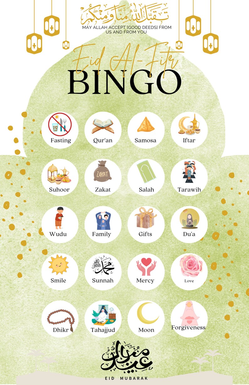 Eid Bingo Printable for Kids Eid Game for Children Toddler Digital ...