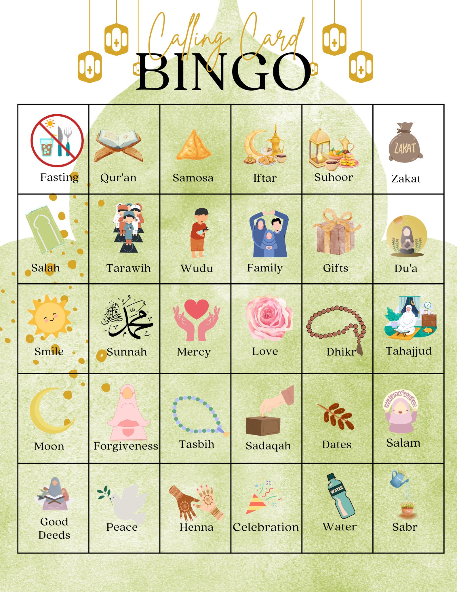 Eid Bingo Printable for Kids Eid Game for Children Toddler Digital ...