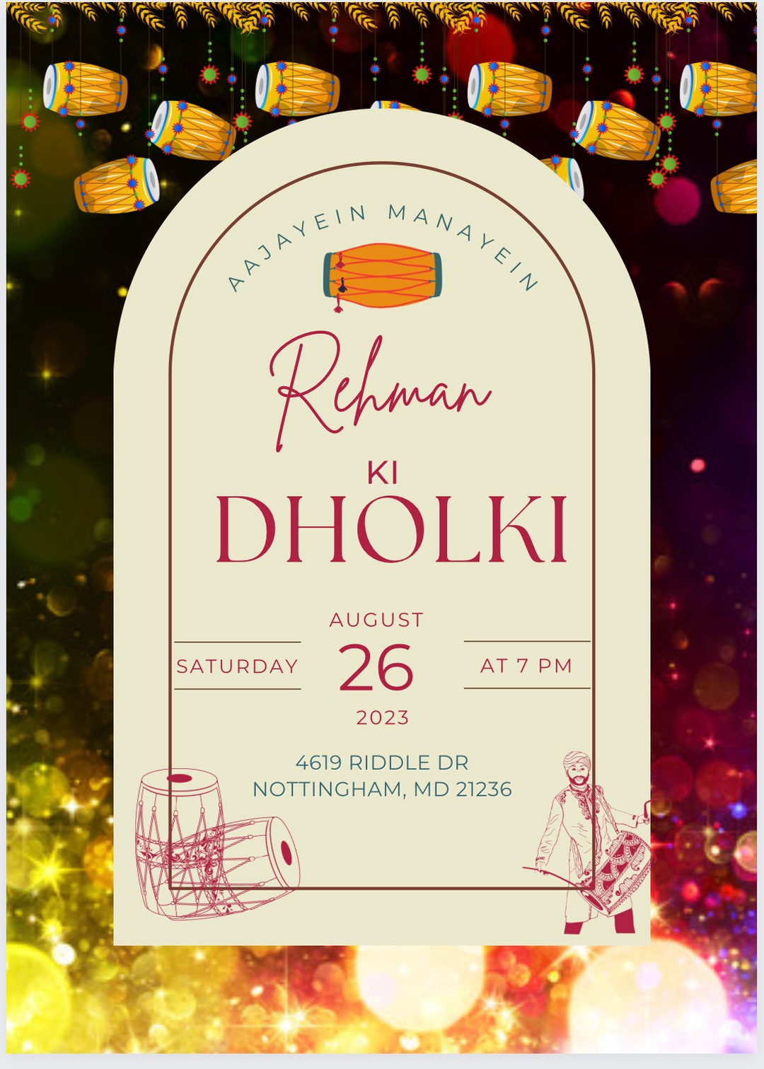 Dholki Invitation | Digital Download | Mehndi Invite | Virtual ...