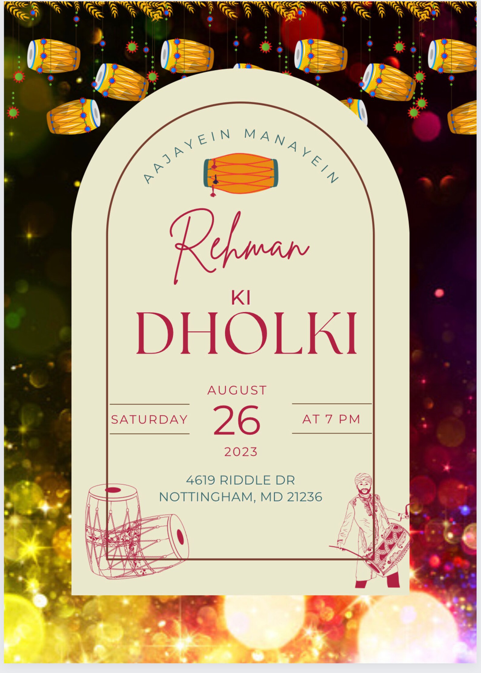 Dholki Invitation | Digital Download | Mehndi Invite | Virtual ...
