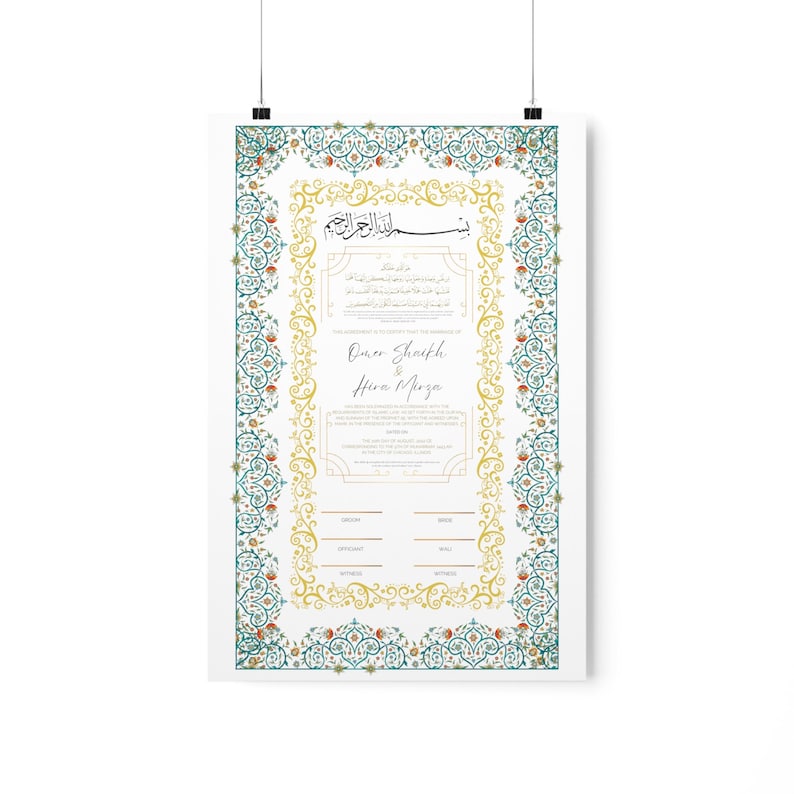 Nikkah Contract | Nikkah Nama | Personalized | Marriage Certificate ...