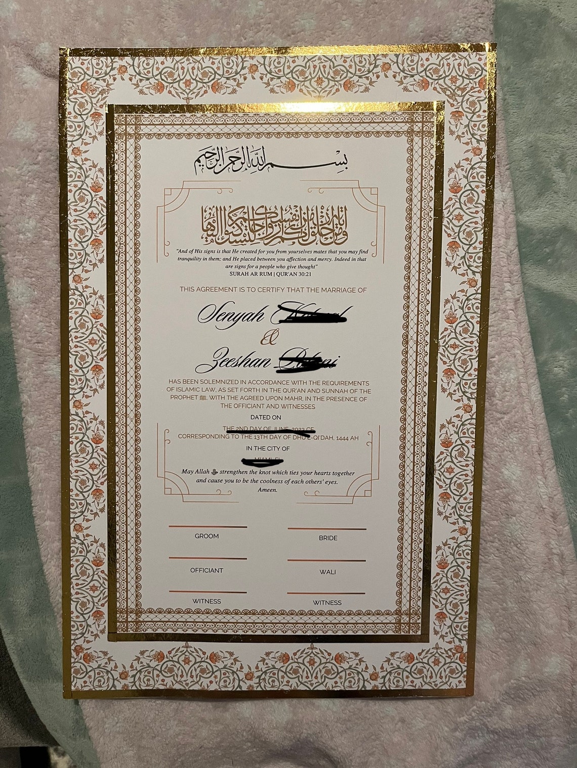 Luxury Nikkah Contract | Nikkah Nama | Personalized | Marriage ...