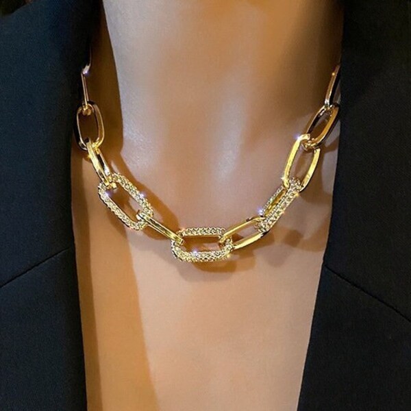 Chunky Rhinestone Necklace - Etsy UK