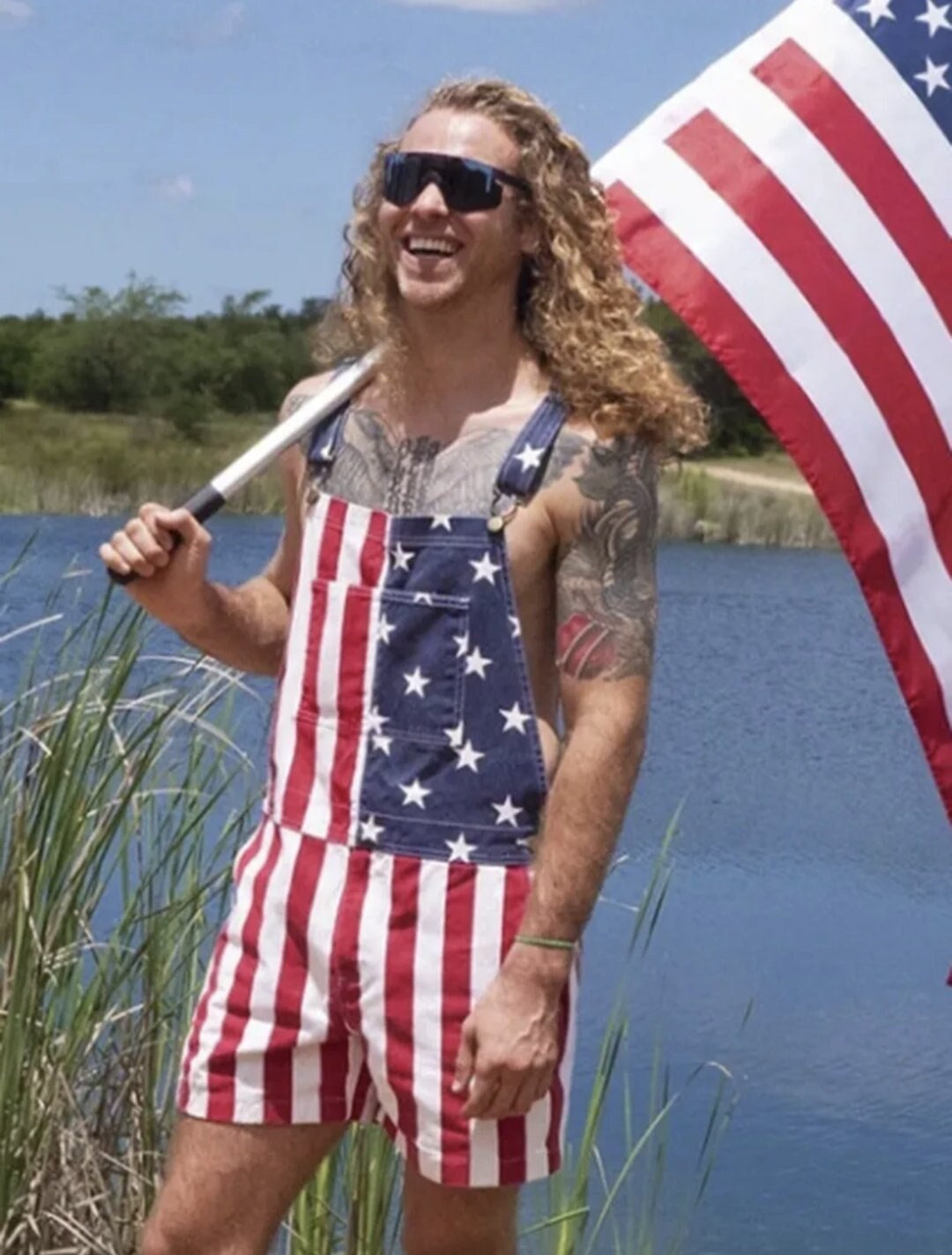 Unisex American Flag Denim Overalls Labor Day 4th of July - Etsy