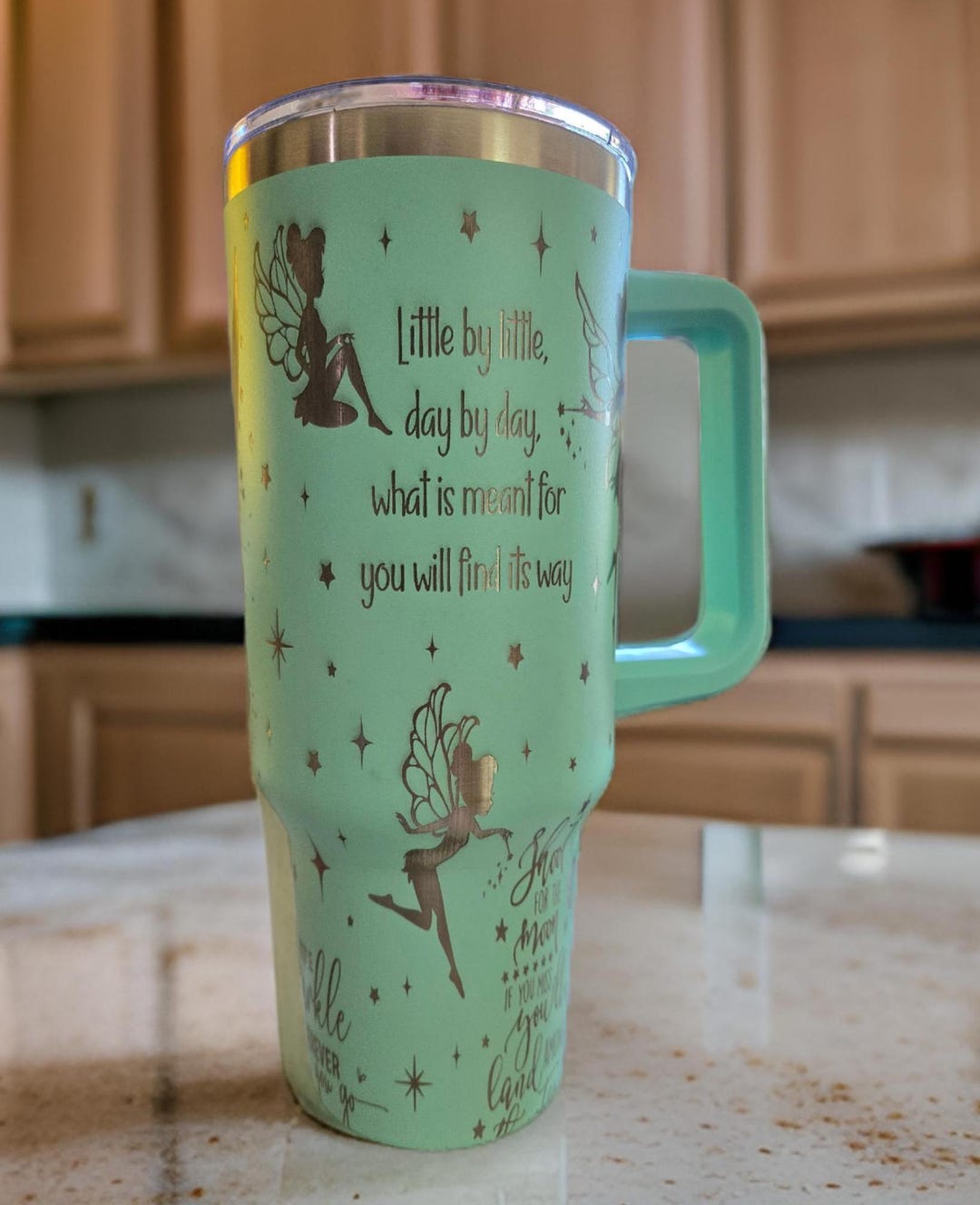 Tinkerbell Travel Tumbler: Blue Insulated Coffee Cup, Gift for Tea ...