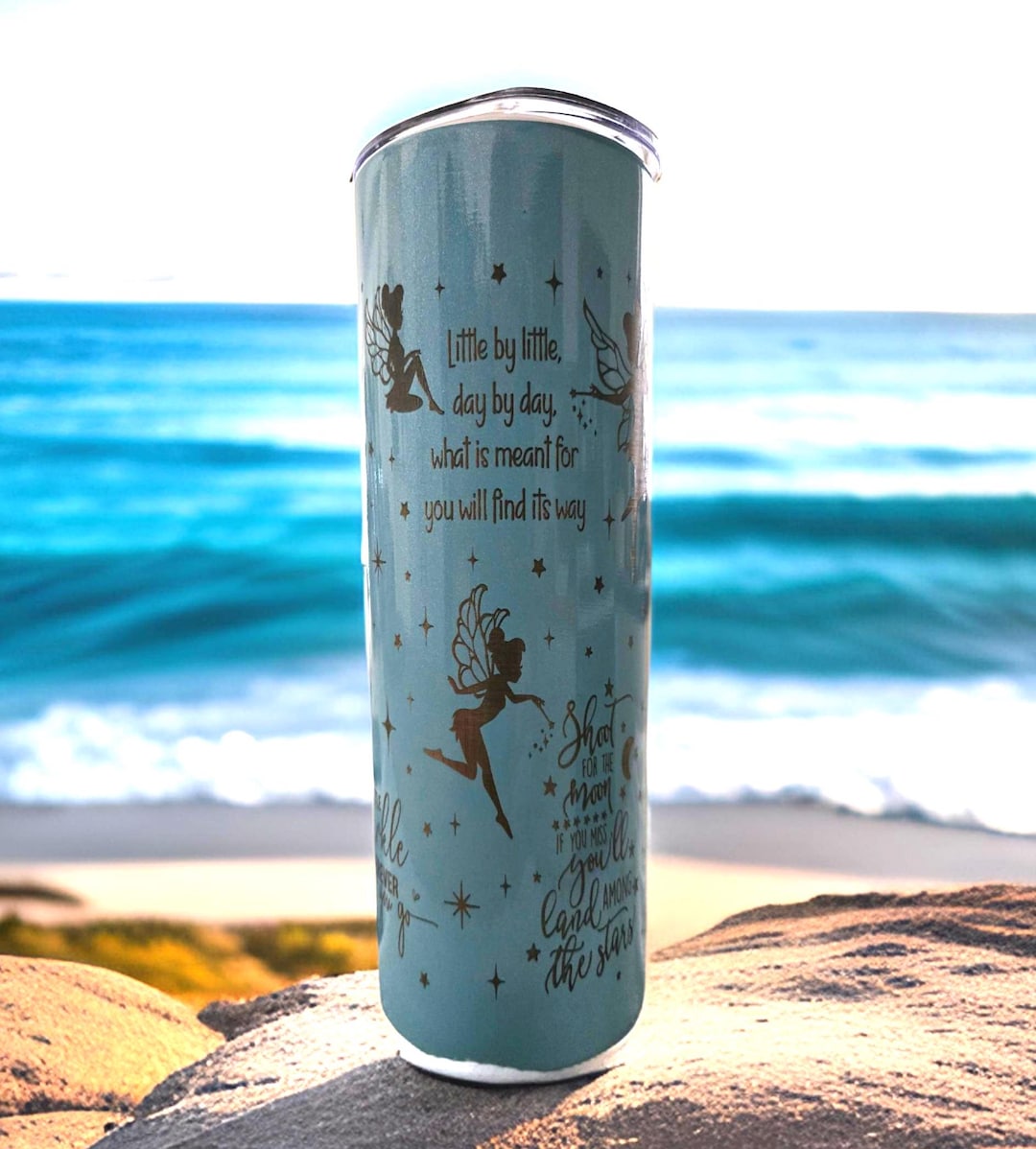 Tinkerbell Travel Tumbler Blue Insulated Cup Coffee Tea Lover Gift Girl ...