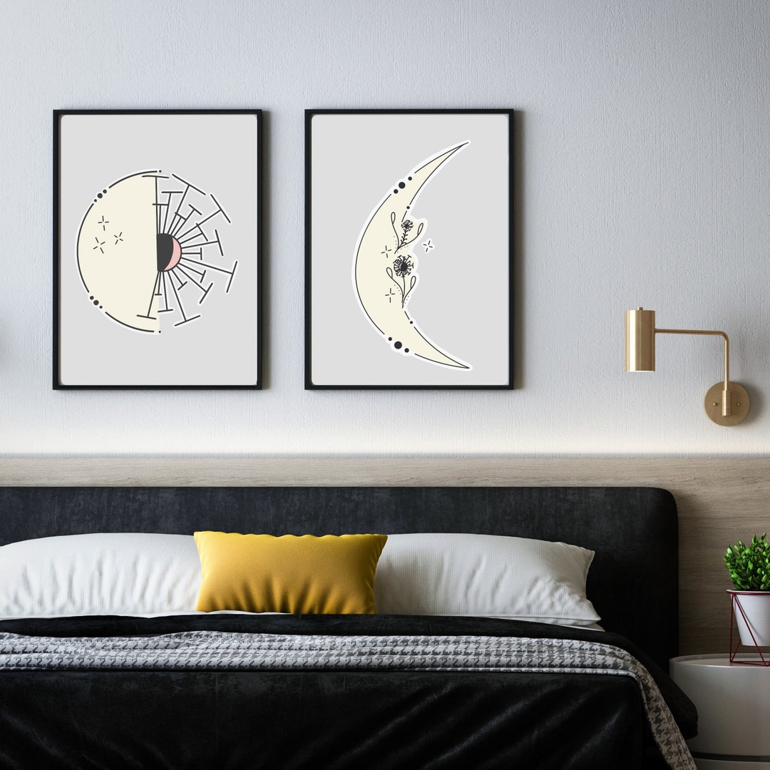 Celestial Moon Wall Art Printable Moon Wall Art Moons and - Etsy