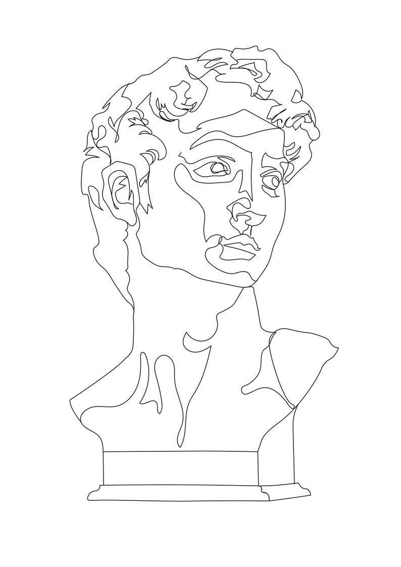 Set of 2 Prints, Michalengelo David One Line Art Print, Aesthetic ...