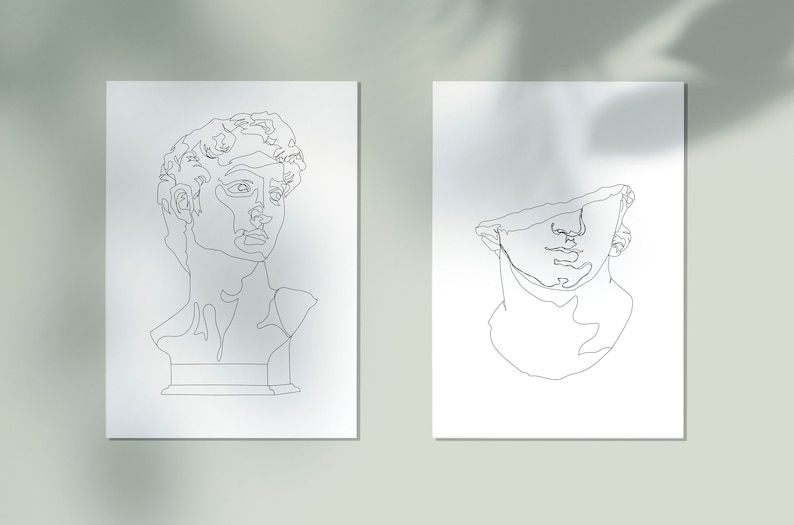 Set of 2 Prints Michalengelo David One Line Art Print - Etsy