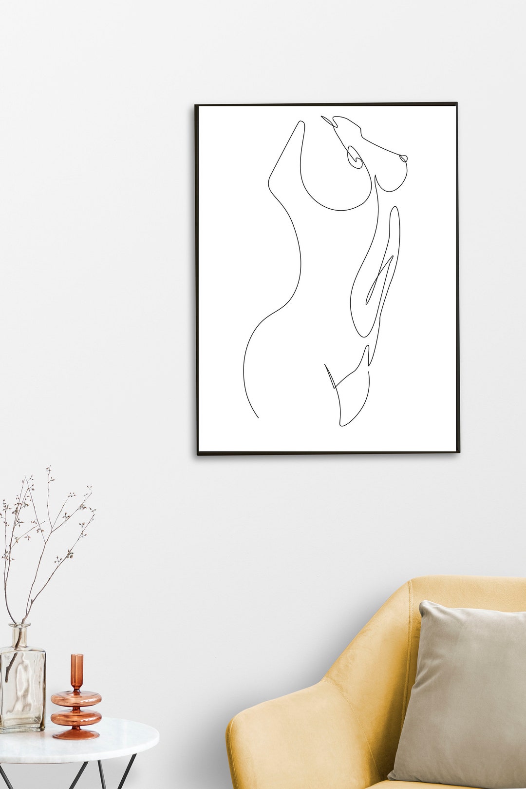 Woman Line Art Drawing Print, Minimalist Feminine One Line Wall Home ...
