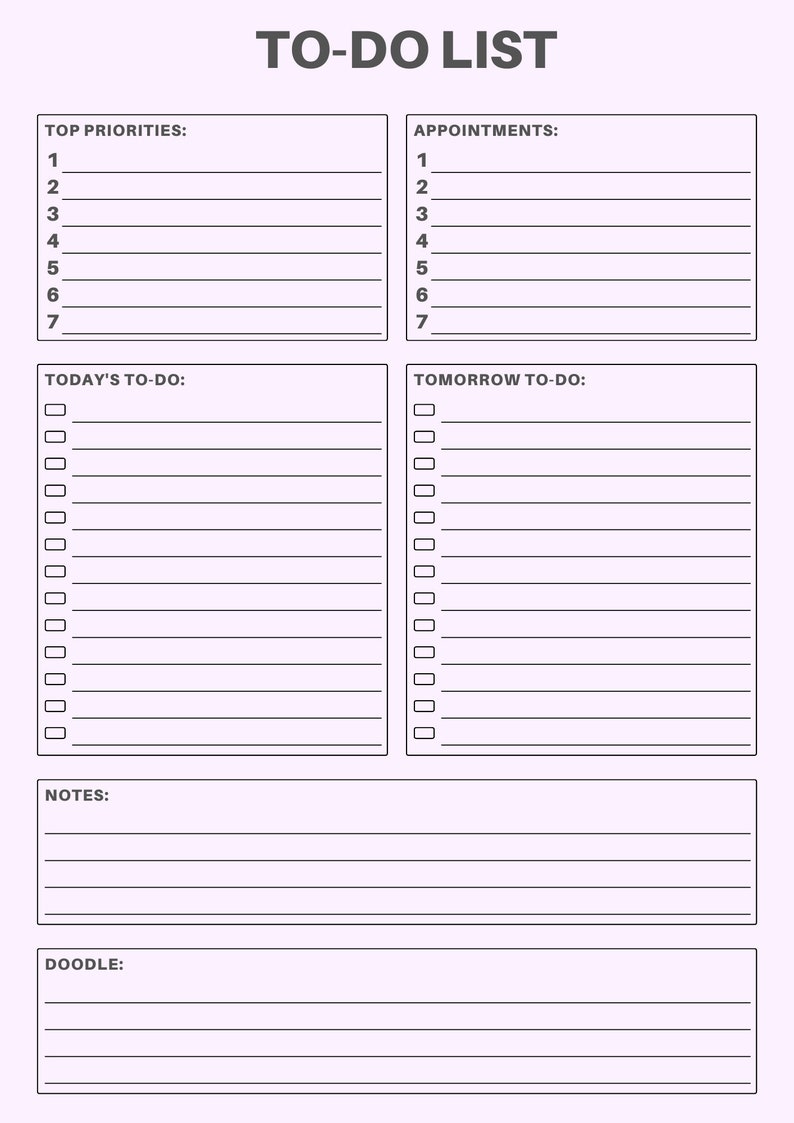 To Do List Printable, Minimal Printable to Do List, PDF Planner ...