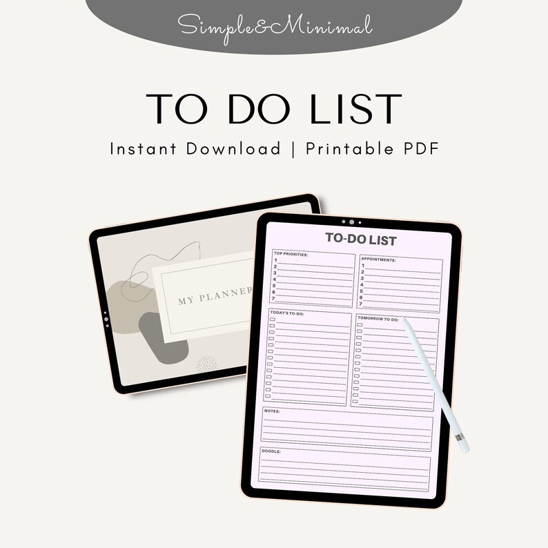 To Do List Printable, Minimal Printable to Do List, PDF Planner ...