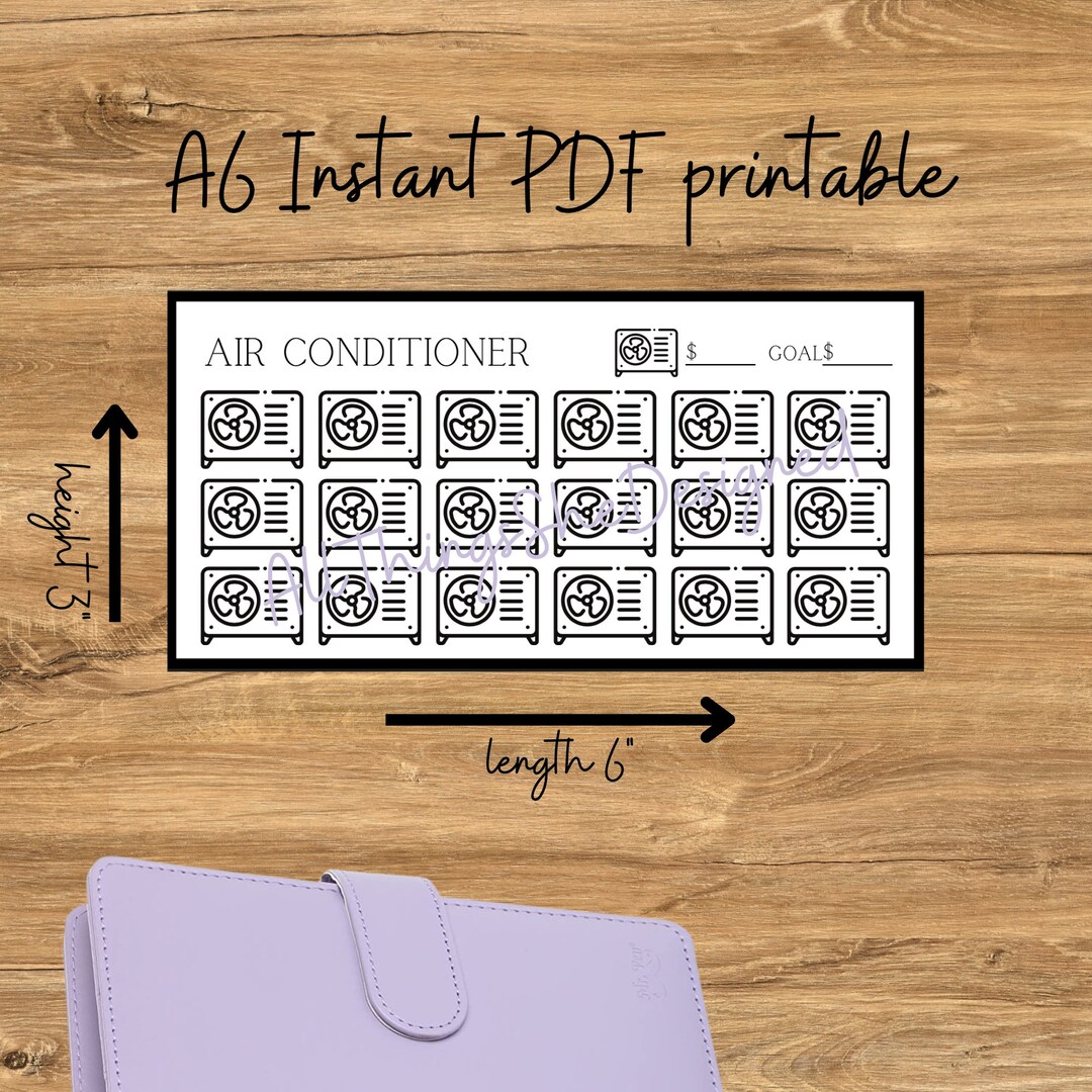 Air Conditioner Savings Challenge Cash Budgeting Cash Savings A6 ...