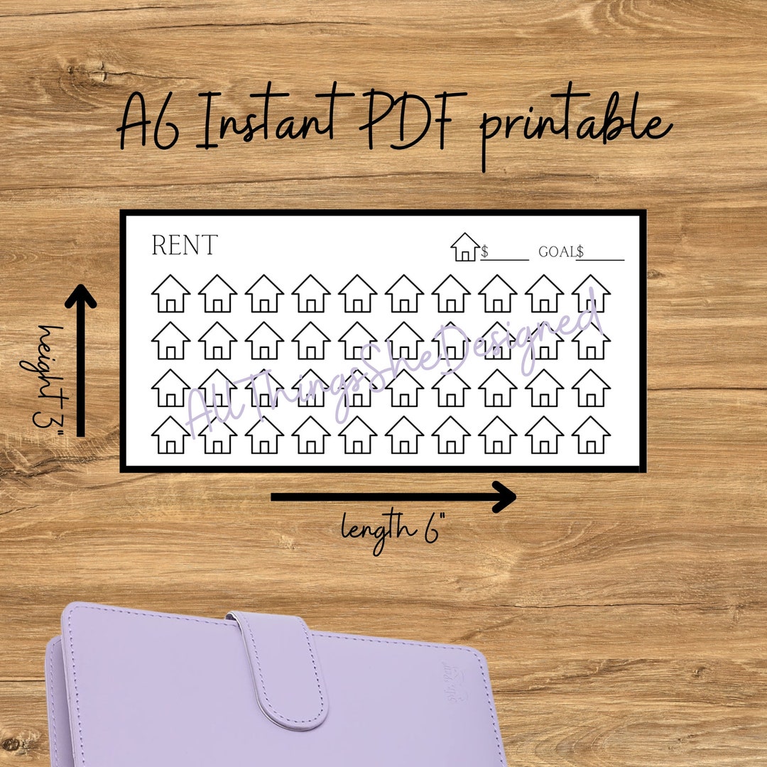 Rent Savings Challenge Cash Budgeting Cash Savings A6 Instant Download ...