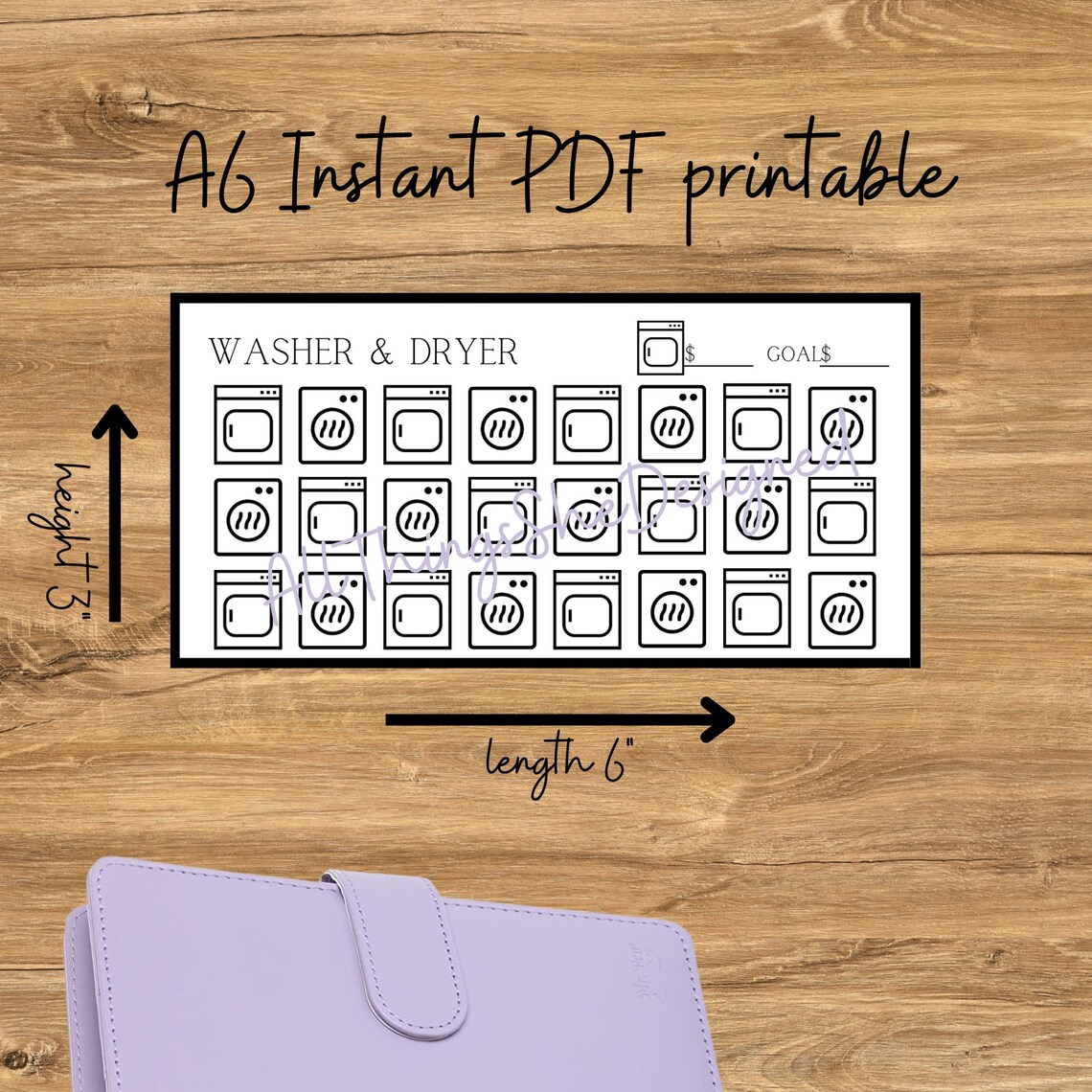 Washer & Dryer Savings Challenge Cash Budgeting Cash Savings A6 Instant ...