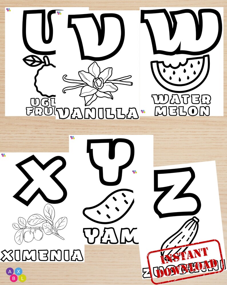 Alphabet Learning| Fruit + Veggie| Kids Coloring Pages (26 Pages ...