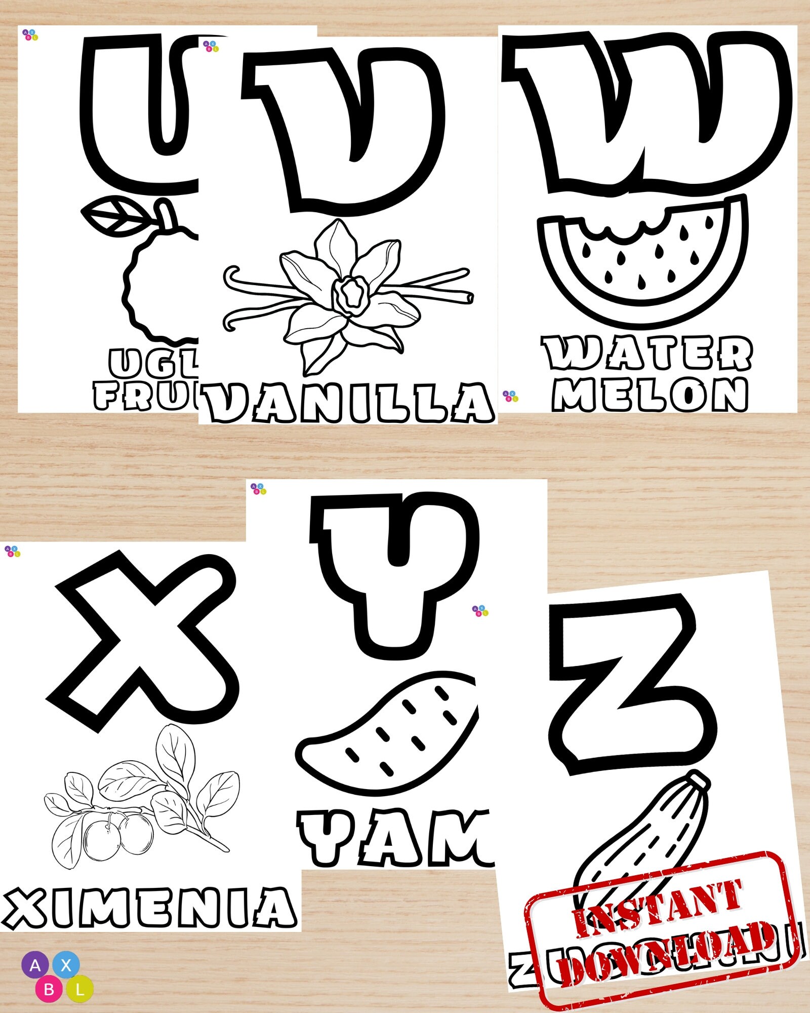 Alphabet Learning| Fruit + Veggie| Kids Coloring Pages (26 Pages ...