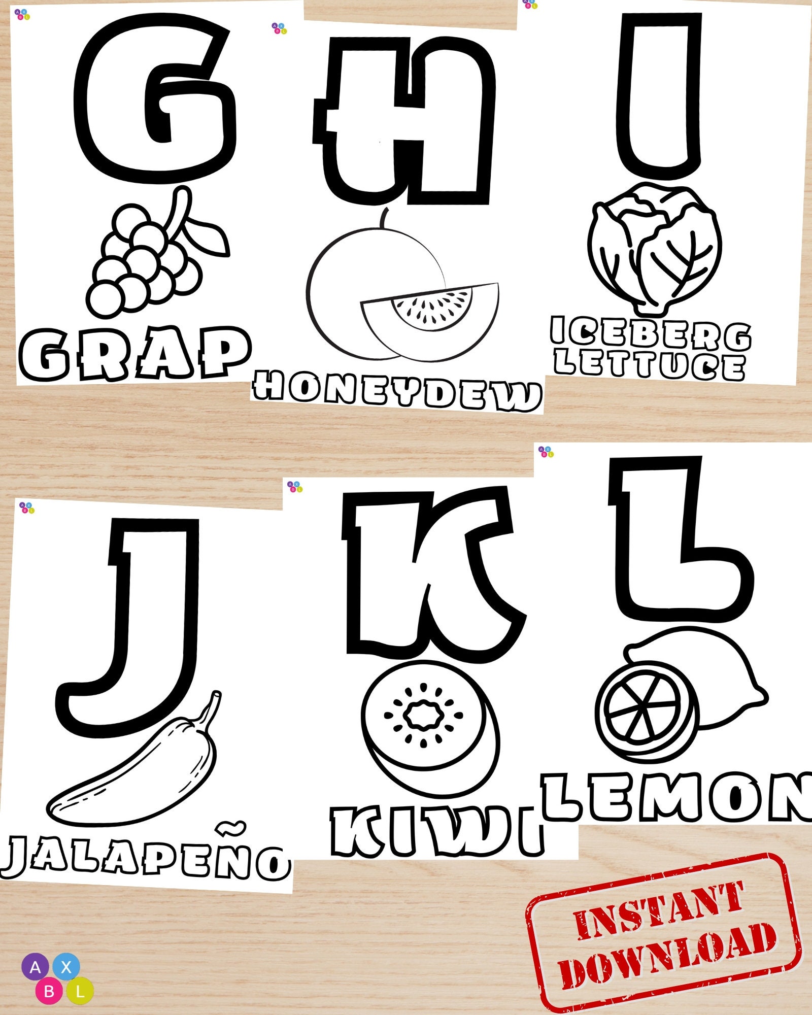 Alphabet Learning| Fruit + Veggie| Kids Coloring Pages (26 Pages ...