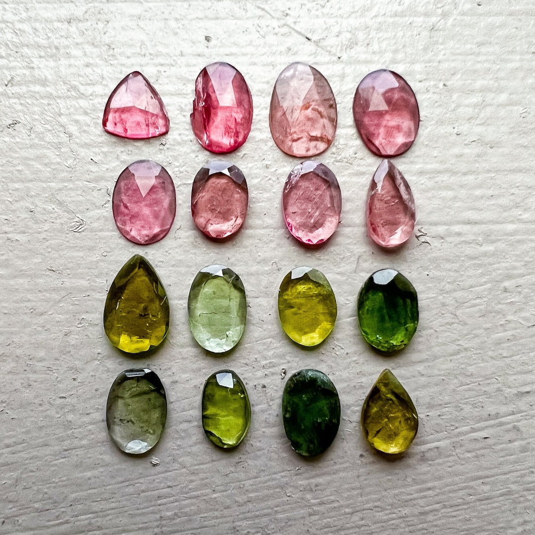 Rose Cut Tourmaline Lot Tourmaline Slices Bicolor Tourmaline Natural ...