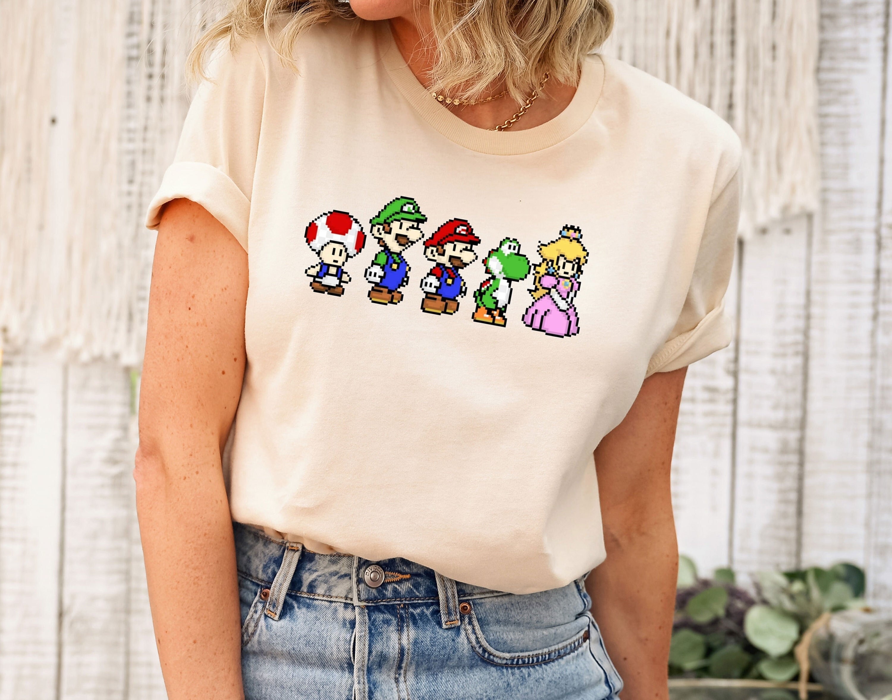 Pixel Super Mario T-shirt Super Mario Shirt Mario & Friend - Etsy