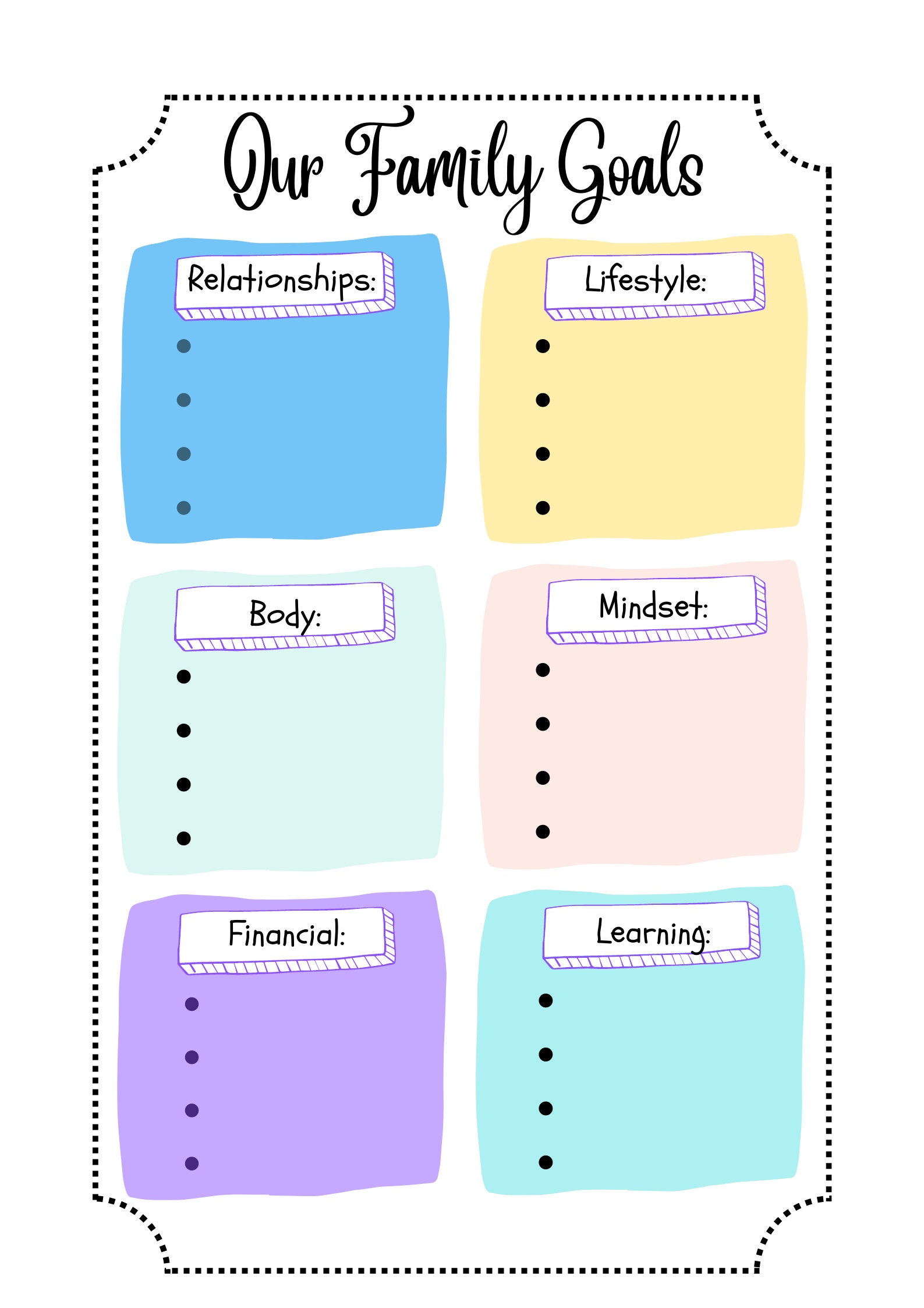 Family & Personal Goal Setting Template Bundle Pastel With Smart Goal ...
