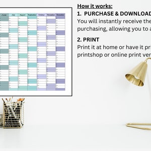2024 Printable Wall Calendar landscape in Cool Pastel Colours Digital ...