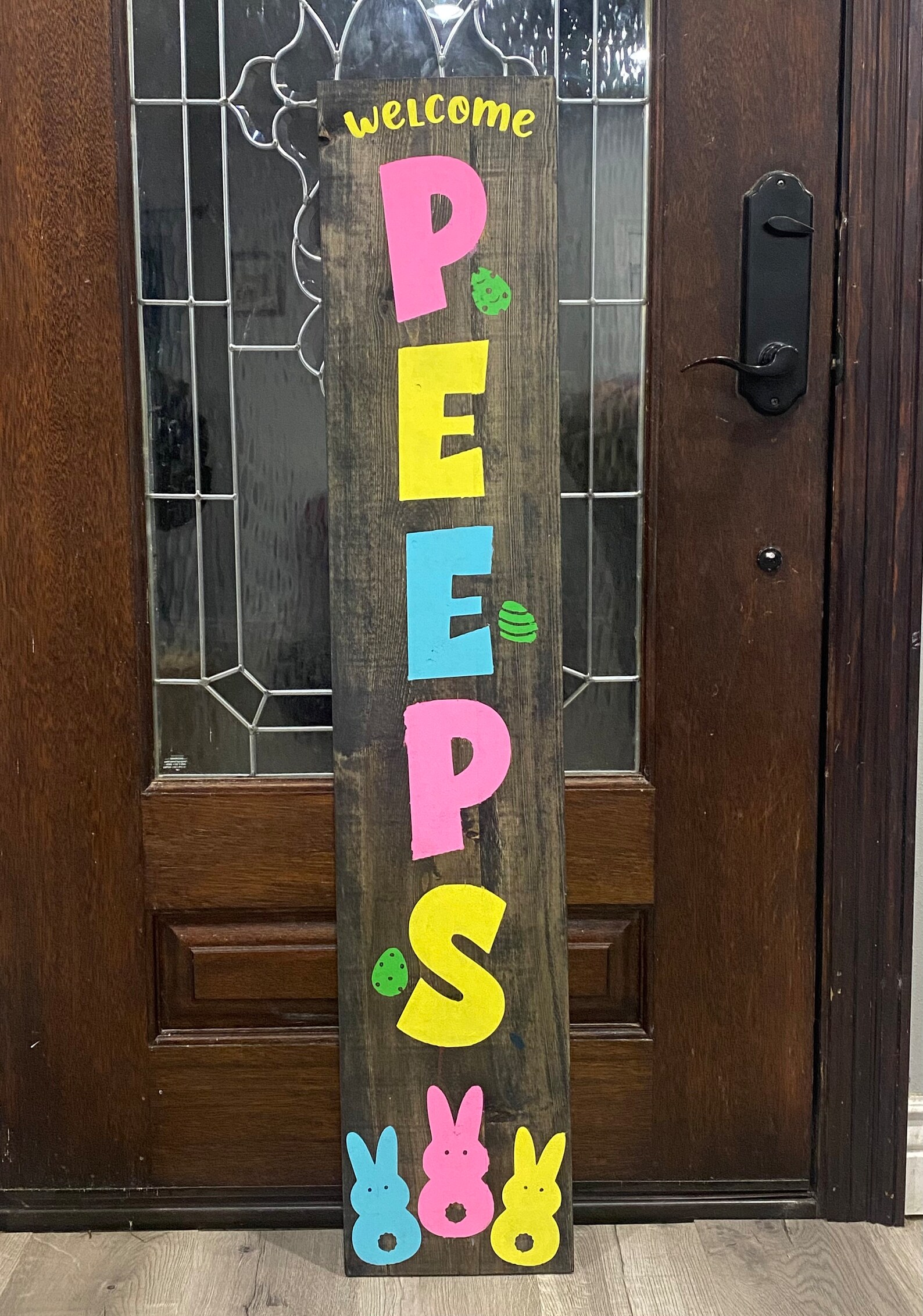 Easter Front Porch Sign, Peeps Sign, Easter Decor, Wood Sign, Happy ...