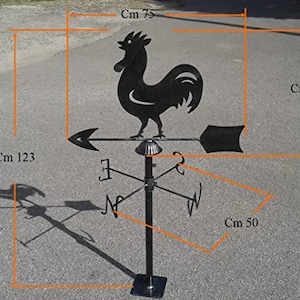 Banderuola Gallo Segnavento in Ferro Battuto con Punti Cardinali cm ...
