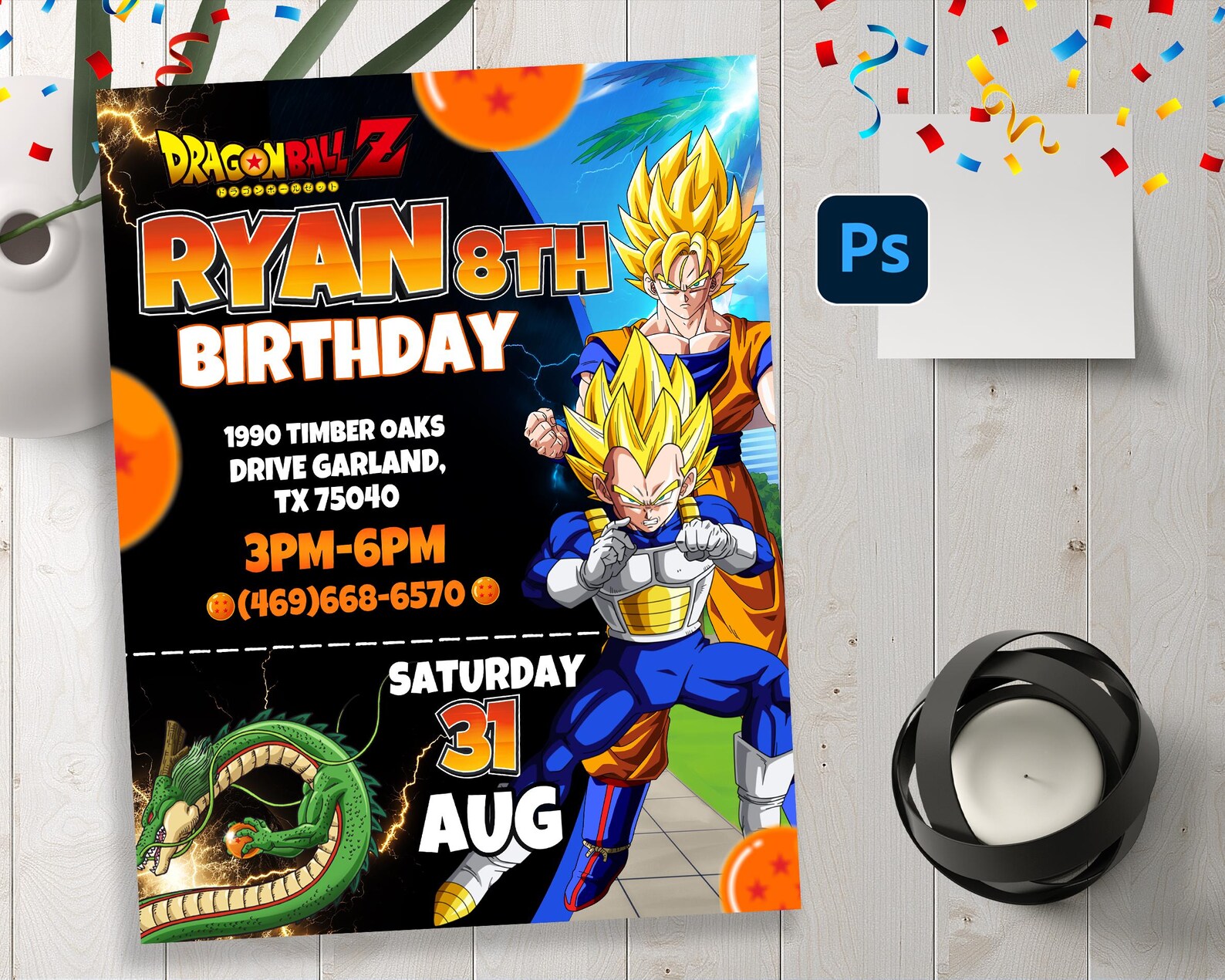 Dragon Ball Party Invitation Digital Download Goku Party Invitation ...