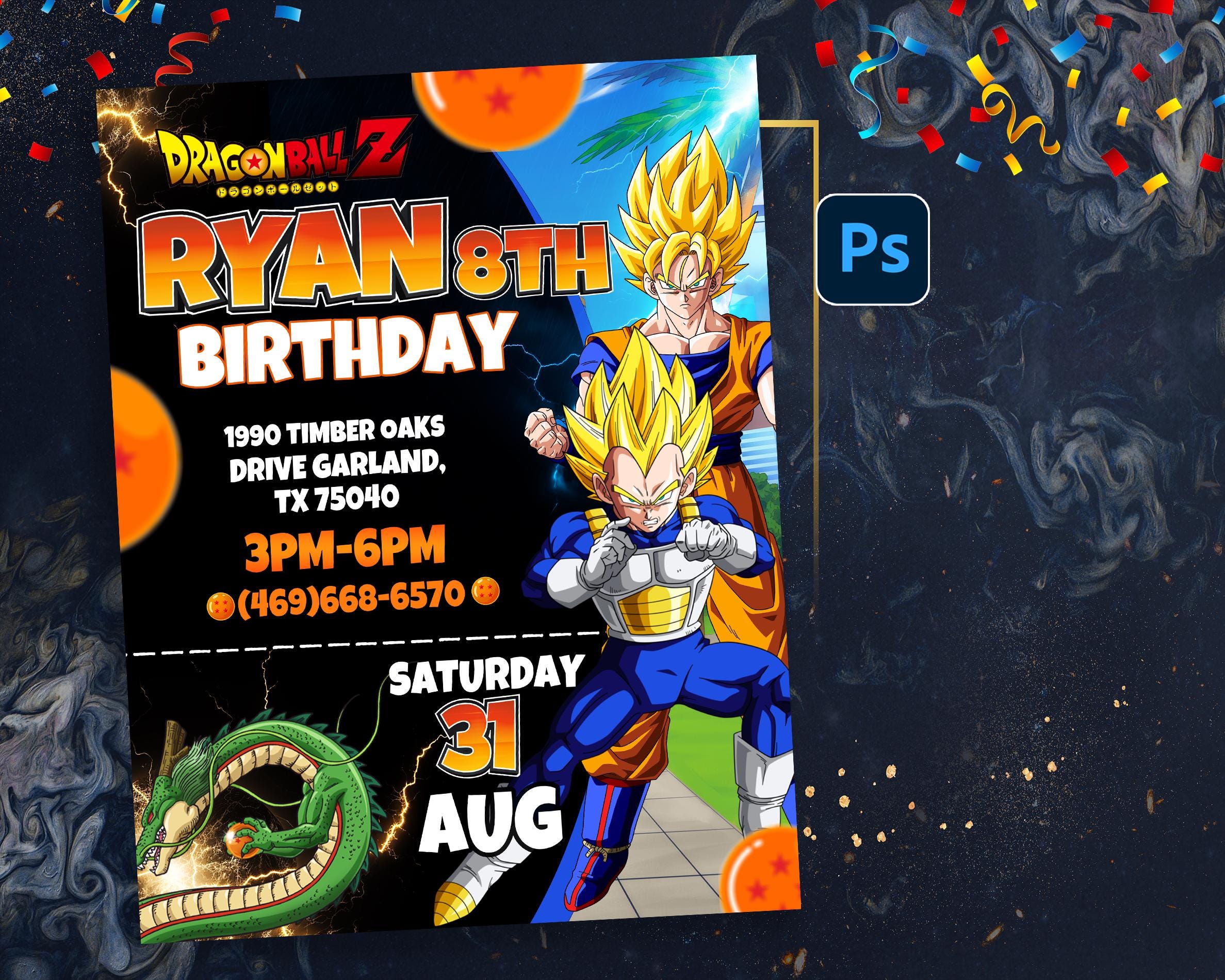 Dragon Ball Party Invitation Digital Download Goku Party Invitation ...