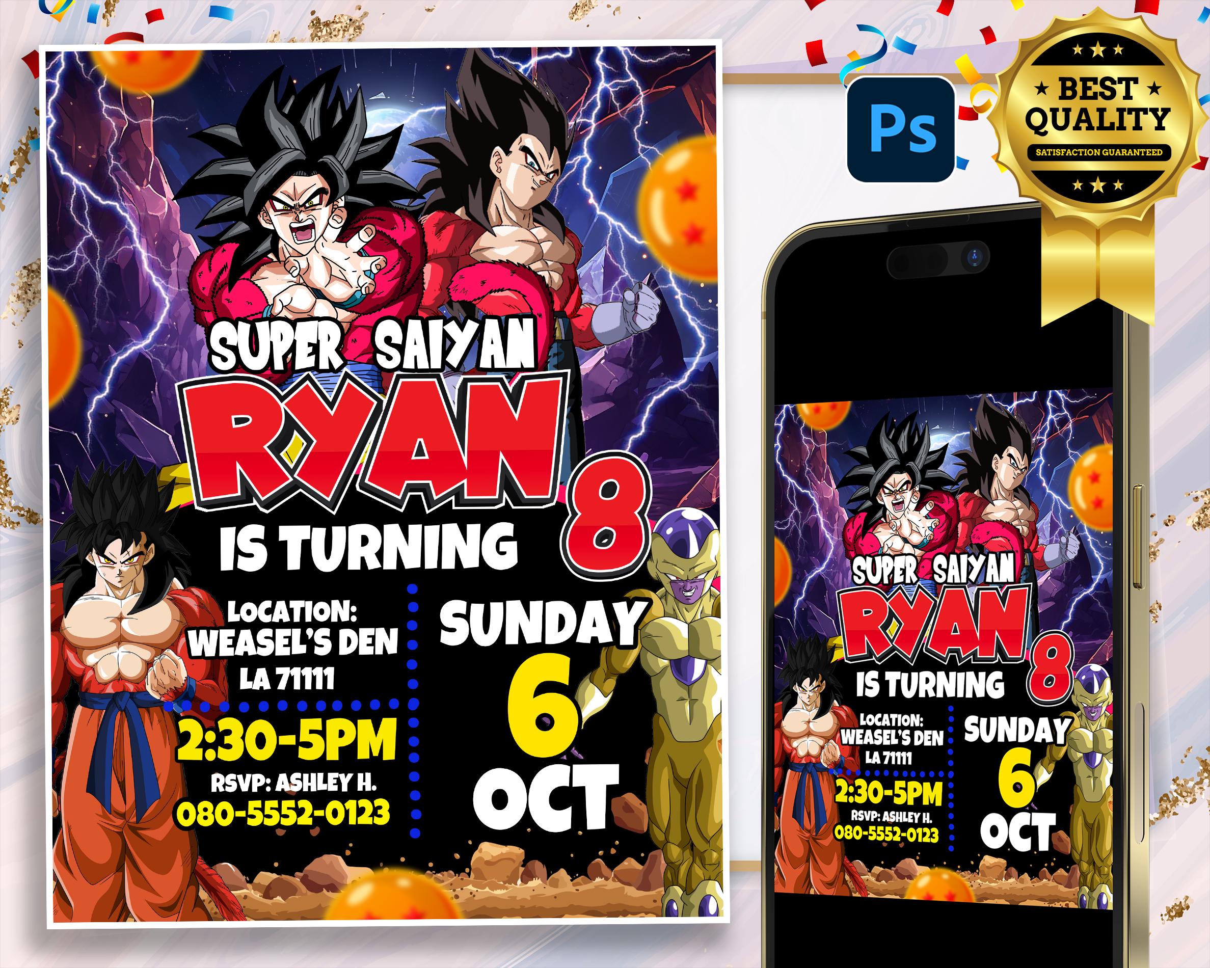 Coolest Dragon Ball Z Party Invitation for Birthday Party DIGITAL ...