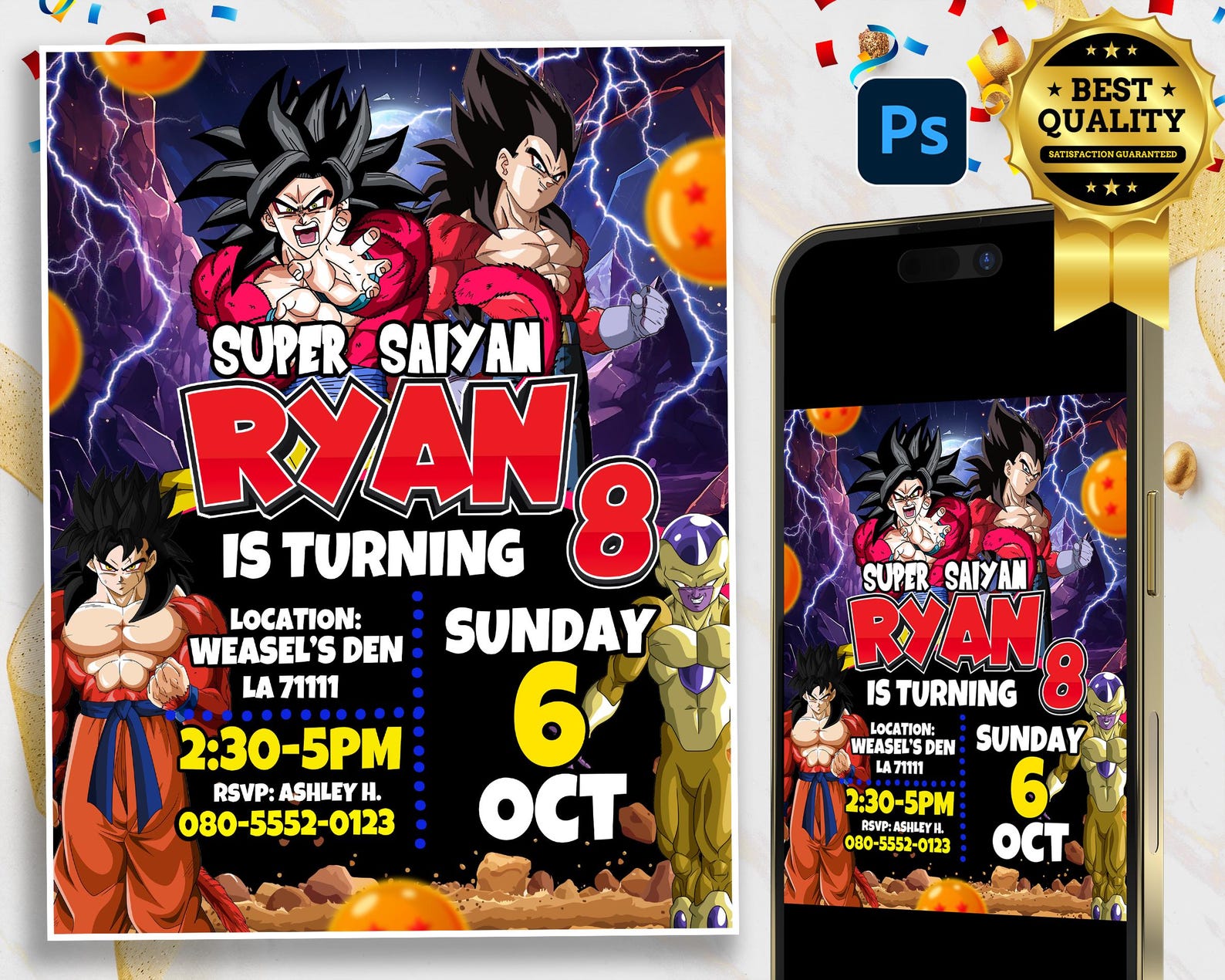 Coolest Dragon Ball Z Party Invitation for Birthday Party DIGITAL ...