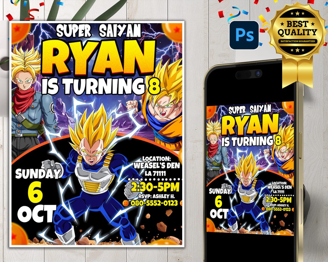 Coolest Dragon Ball Z Party Invitation for Birthday Party DIGITAL ...