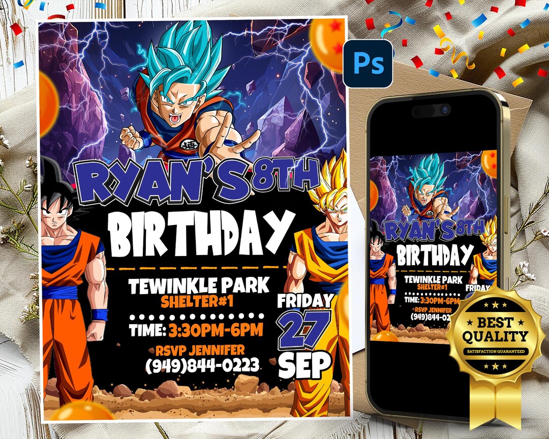 Goku Dragon Ball Z Party Invitation , Party Digital Download Dragon ...