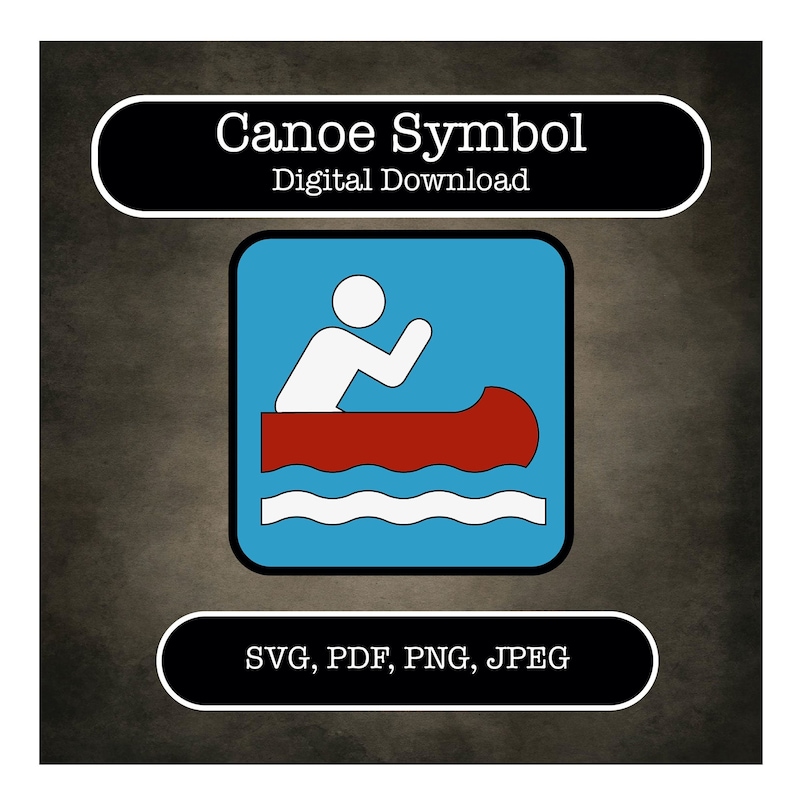 Canoe Symbol - Digital Download: Files SVG, PDF, PNG, Jpeg - Etsy