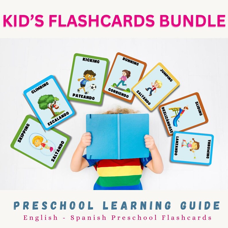 Illustrated English Verbs Flashcards, Colorful Learning Cards ...