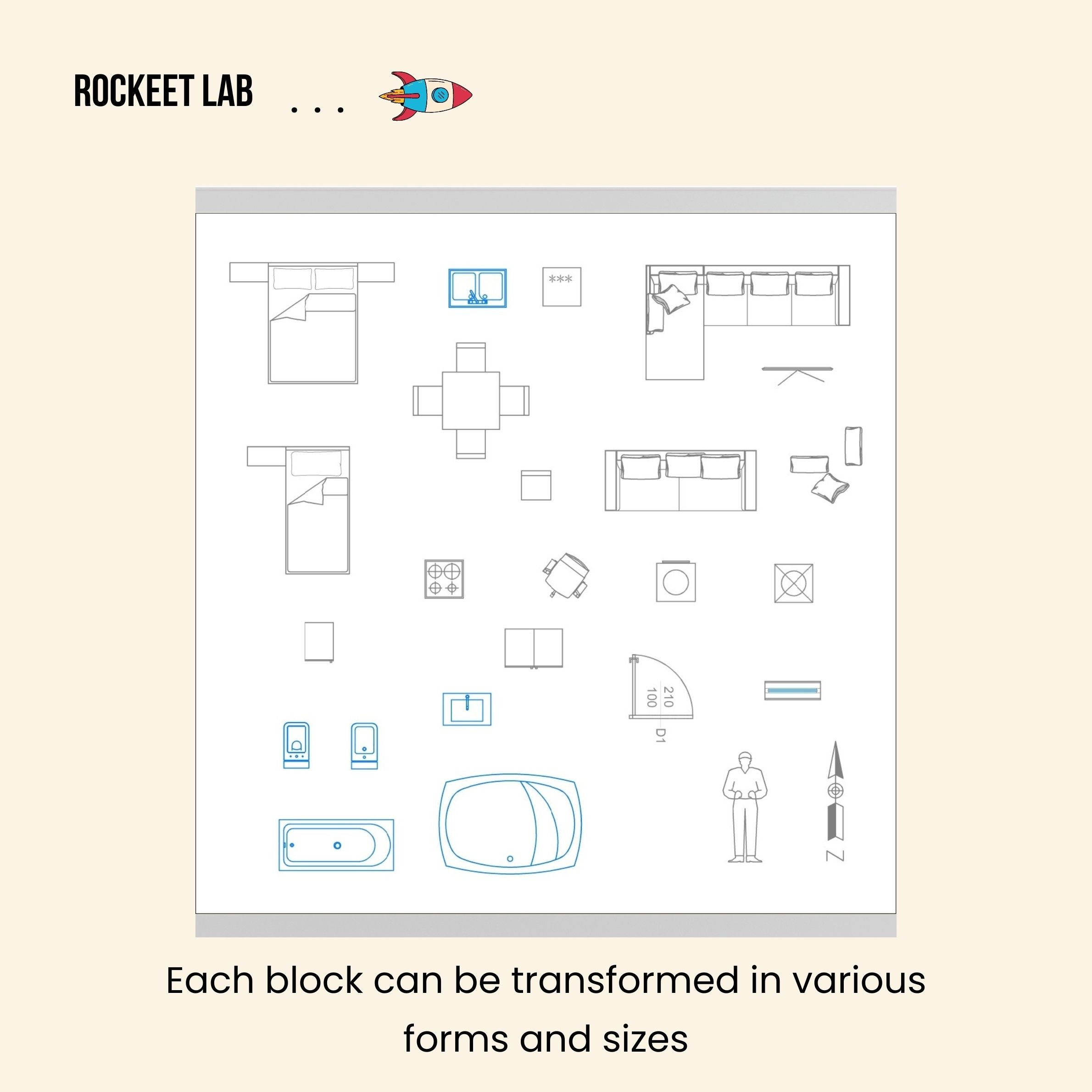 Dynamic Blocks Autocad Furniture Interior Design Drafting Etsy