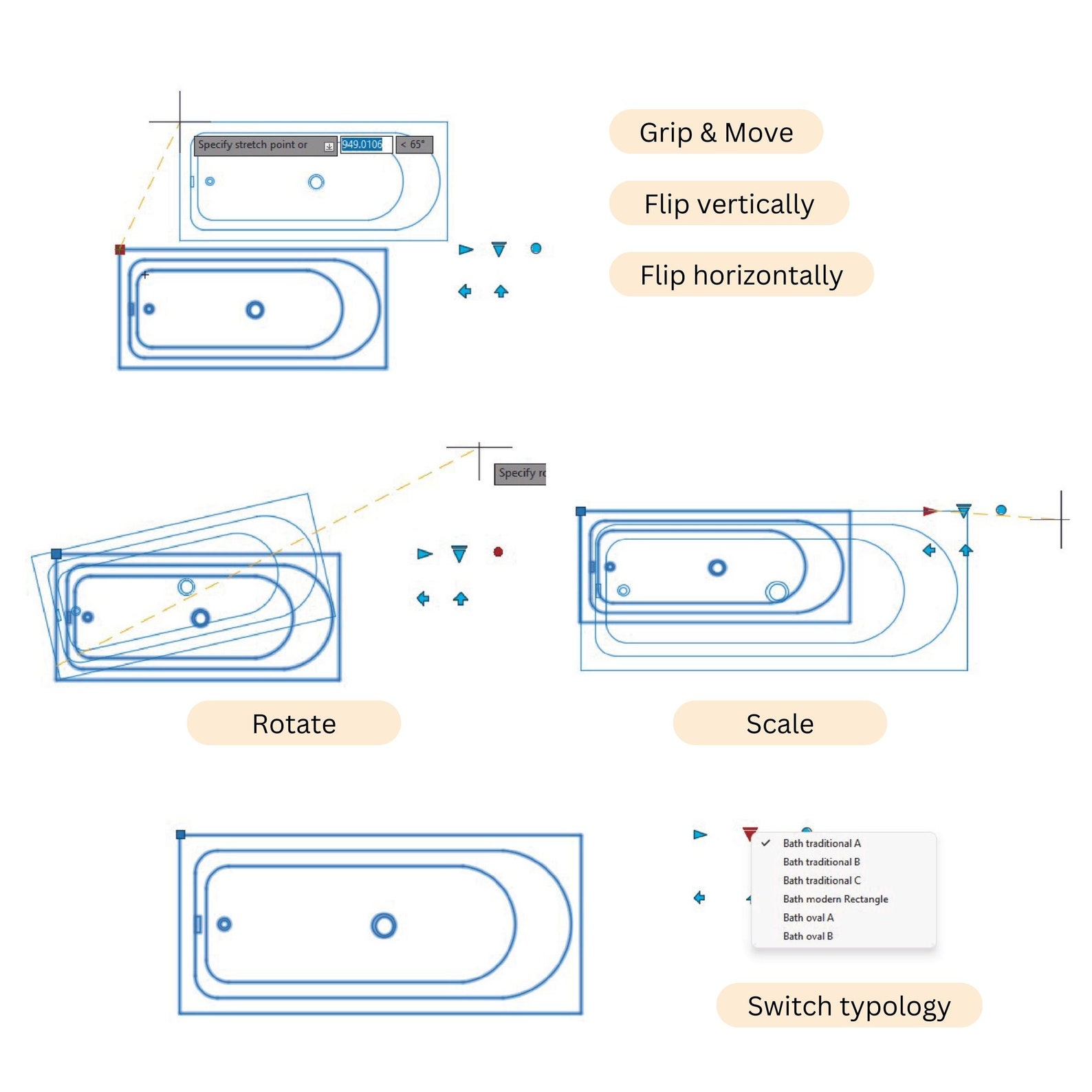 Dynamic Blocks Autocad / Furniture / Interior Design / Drafting - Etsy