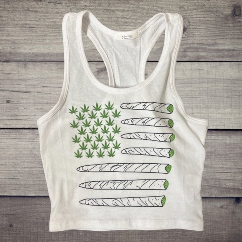 420 Flag Cropped Tank Top, Marijuana Day Crop Top, Weed US Flag ...