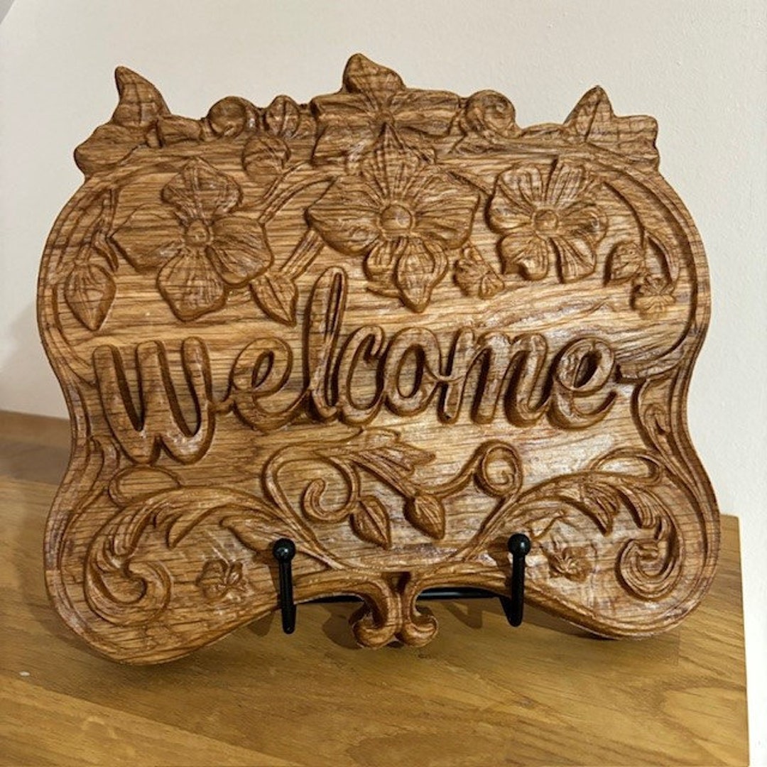 Welcome Sign, Welcome Solid Oak, Welcome Carving - Etsy