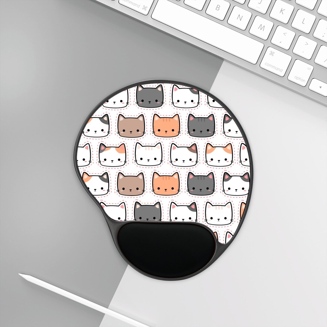 Ergonomic Mouse Pad With Cat Faces & Wrist Support – Cute, Comfortable ...