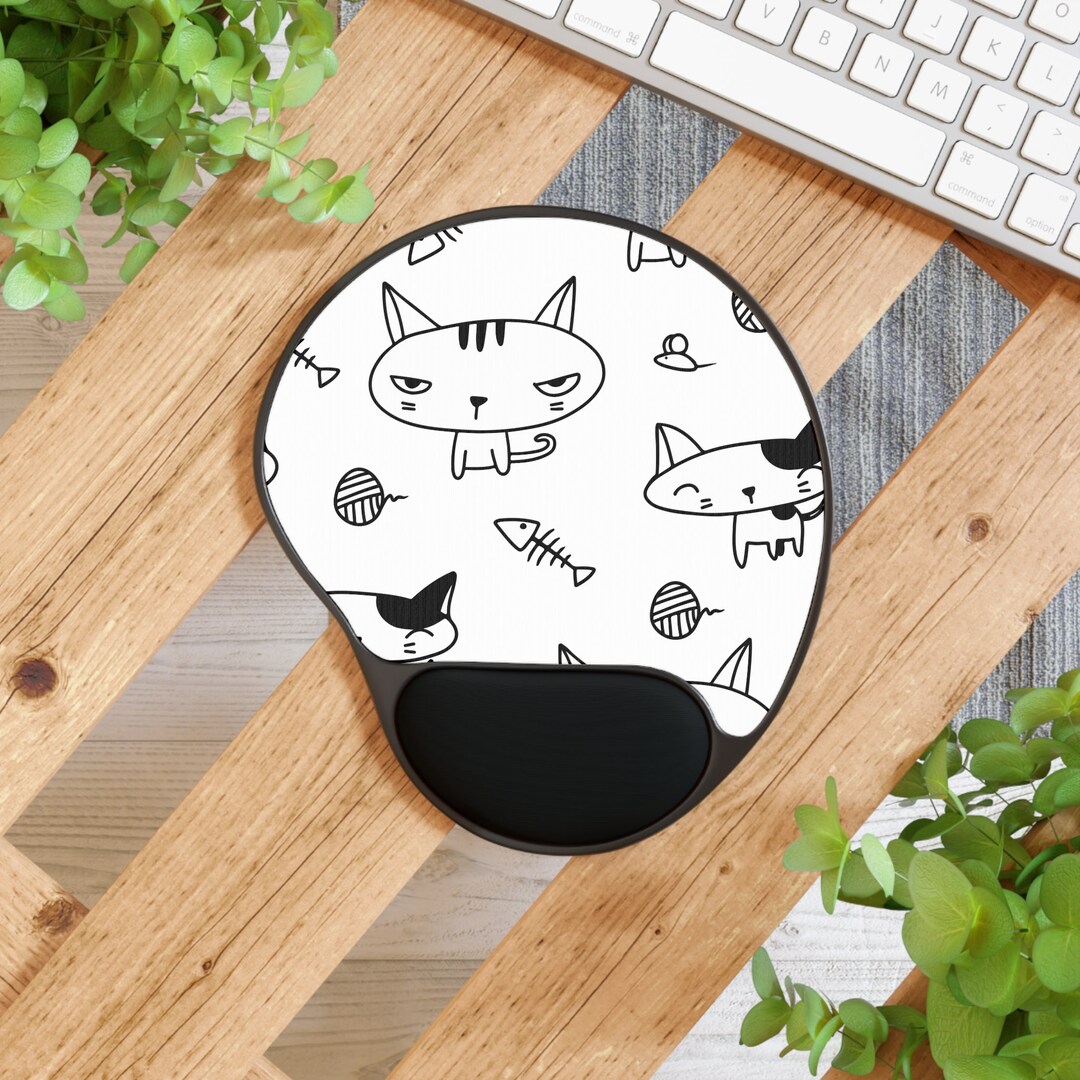 Ergonomic Mouse Pad With Wrist Support – Cute Black and White Cartoon ...