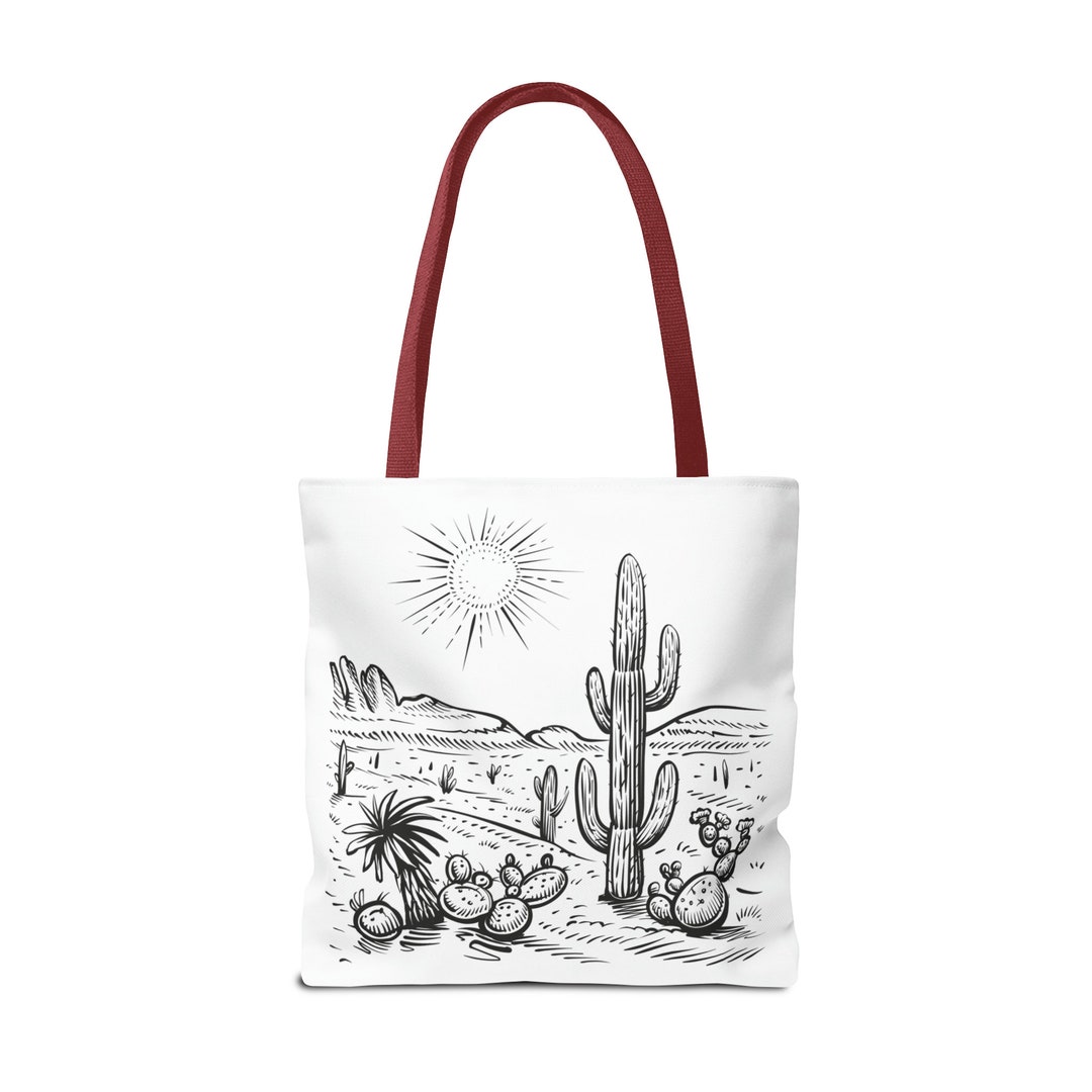Smiling Cacti Delight Tote Bag - Black and White Joy in 3 Sizes With 5 ...