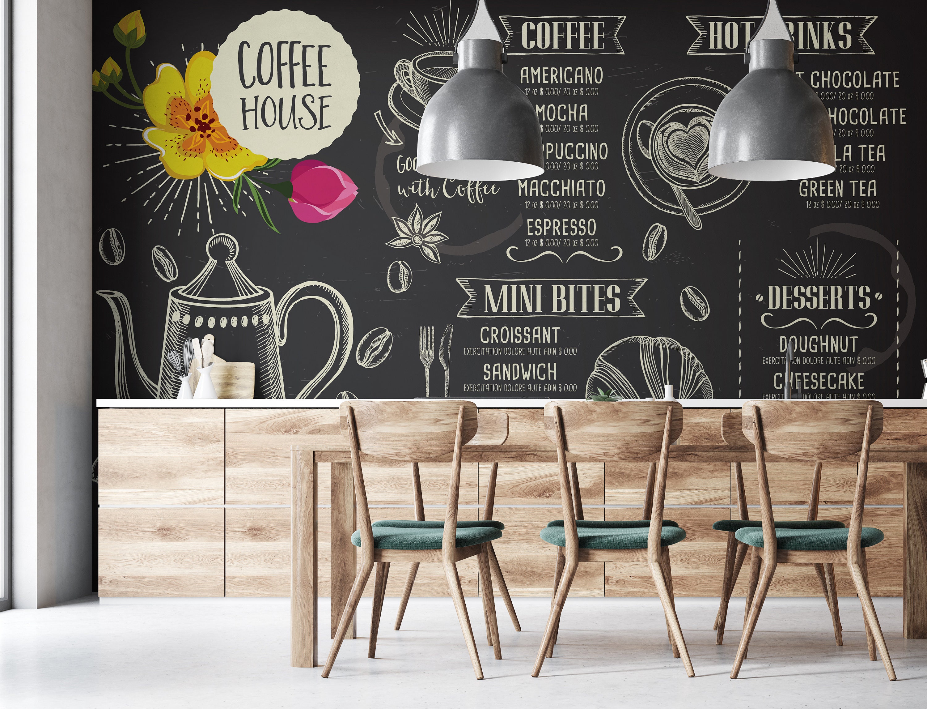 Coffee House Wallpaper Cafe Wallpaper Art Wallpaper Peel - Etsy Australia