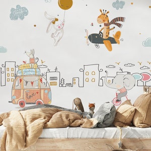 Rabbit Travel Baby Wallpaper Kids Wallpaper Peel and Stick - Etsy