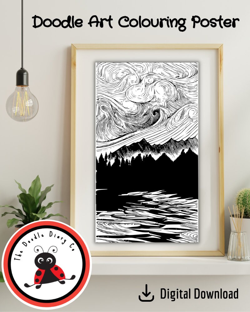 Landscape Doodle Art Poster - Etsy