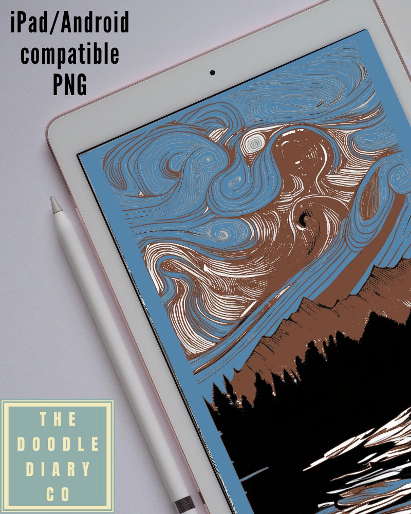 Landscape Doodle Art Poster - Etsy